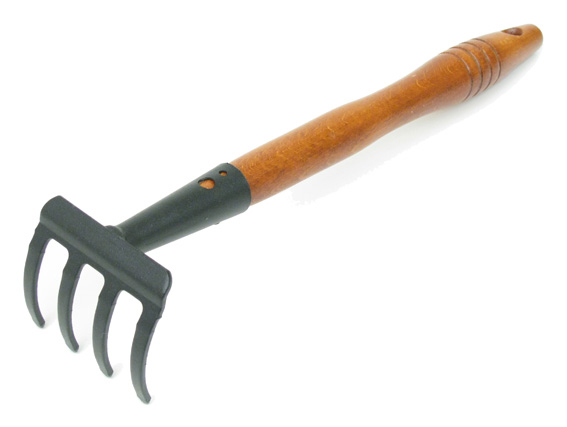 Small Hand Rake 4 Tines (Beechwood Handle) - il-Qronfla